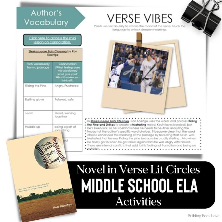 Literature Circle Novels in Verse Activities for Middle School ELA ...