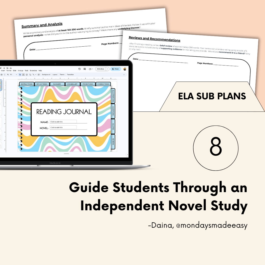 ELA Emergency Sub Plans for Middle School and High School English ...