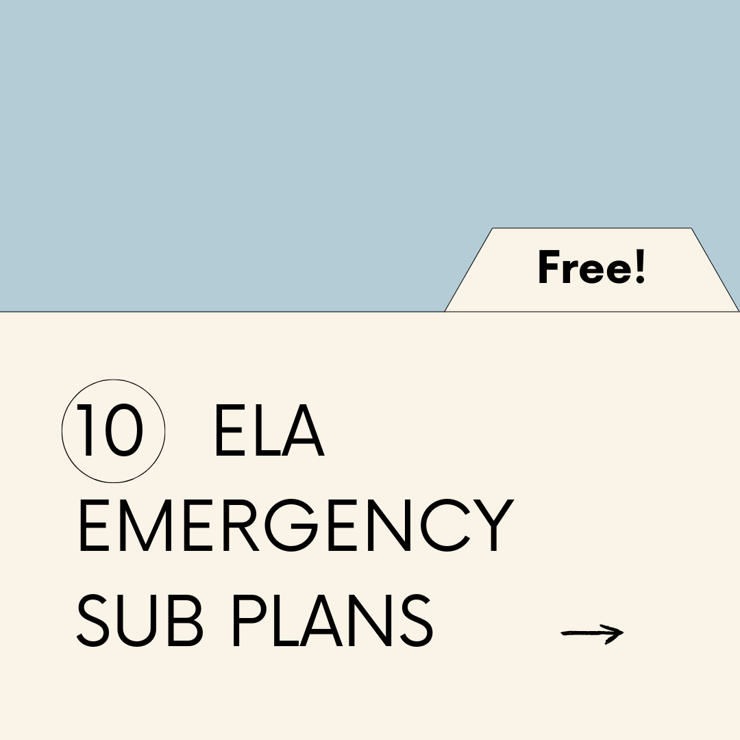 ELA Emergency Sub Plans for Middle School and High School English ...