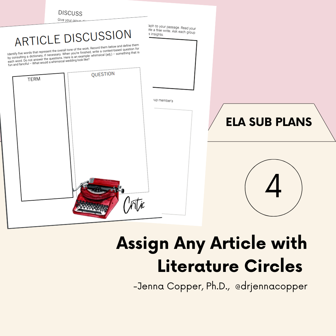 ELA Emergency Sub Plans for Middle School and High School English ...